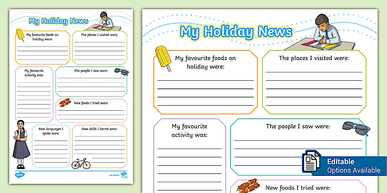 KS2 Holiday News Writing Activity