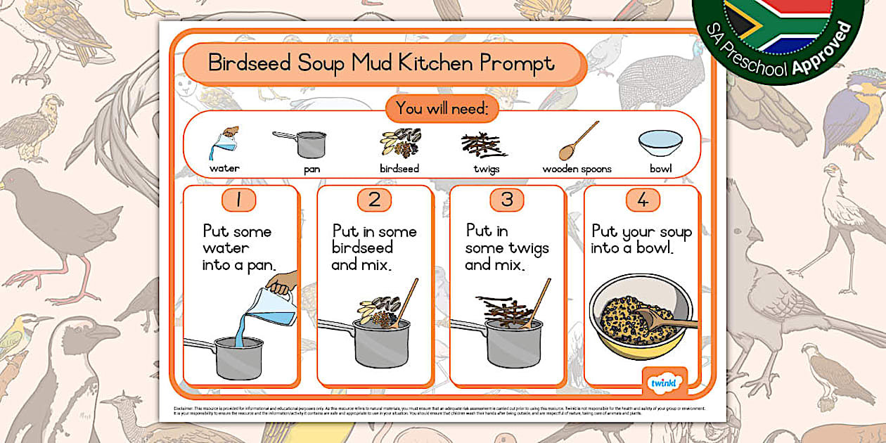 Birdseed Mud Kitchen Prompt Poster (teacher made) - Twinkl