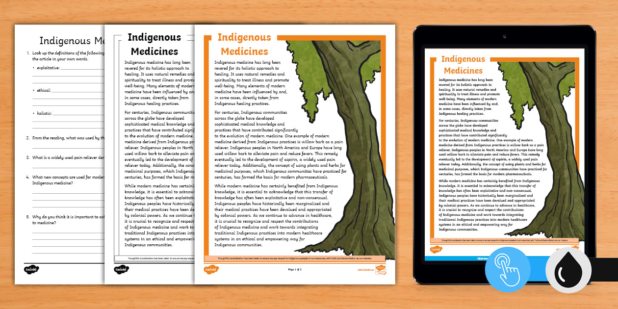 FREE! - Indigenous Medicines Reading Comprehension - Twinkl