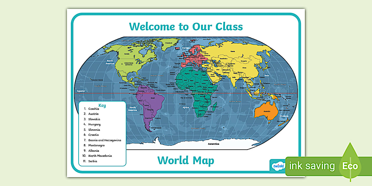 Editable Welcome to Our Class World Map - Twinkl