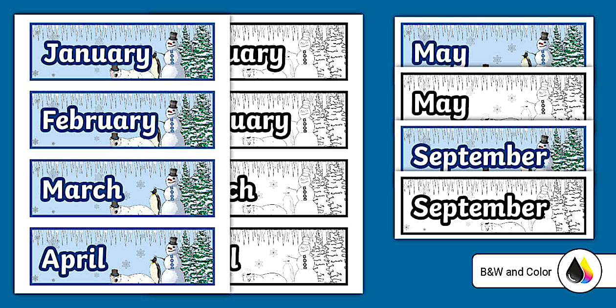 Winter Math Months of the Year Labels (Teacher-Made)