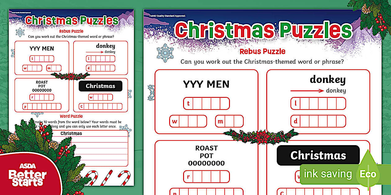 ASDA Better Starts: Christmas Puzzle Activity Sheet [Ages 3-7]