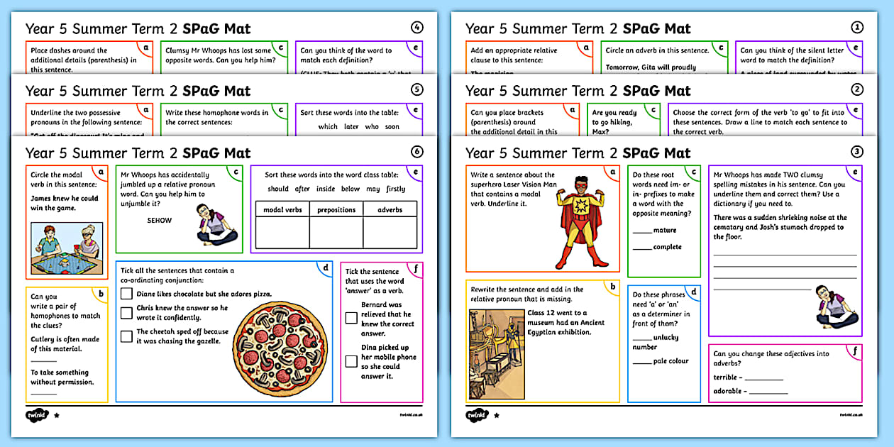 Year 5 Summer Term 2 SPaG Activity Mats - Twinkl
