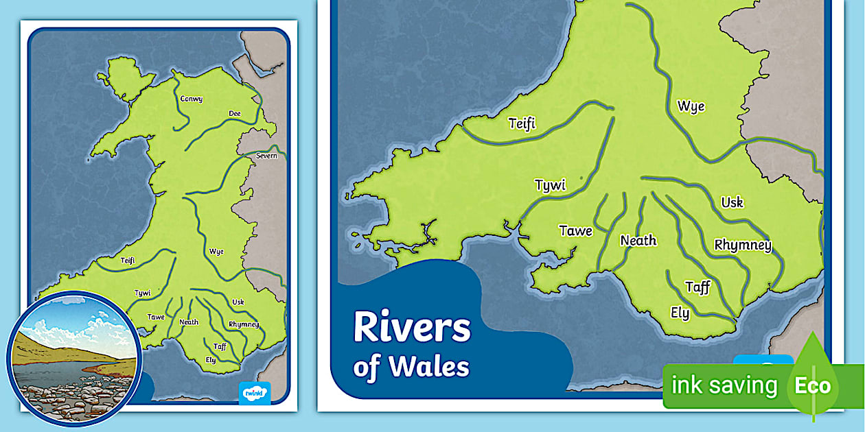 Welsh Rivers Map - Rivers in Wales (teacher made) - Twinkl