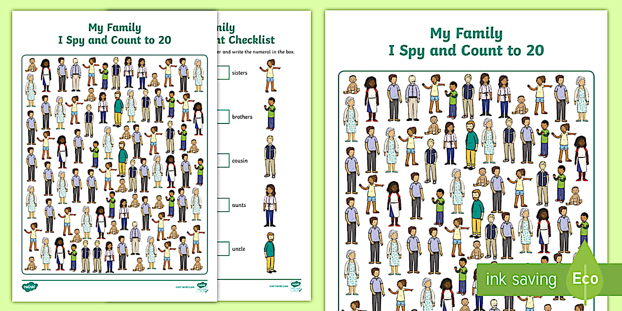 Editable My Family I Spy and Count Activity to 20 - Twinkl