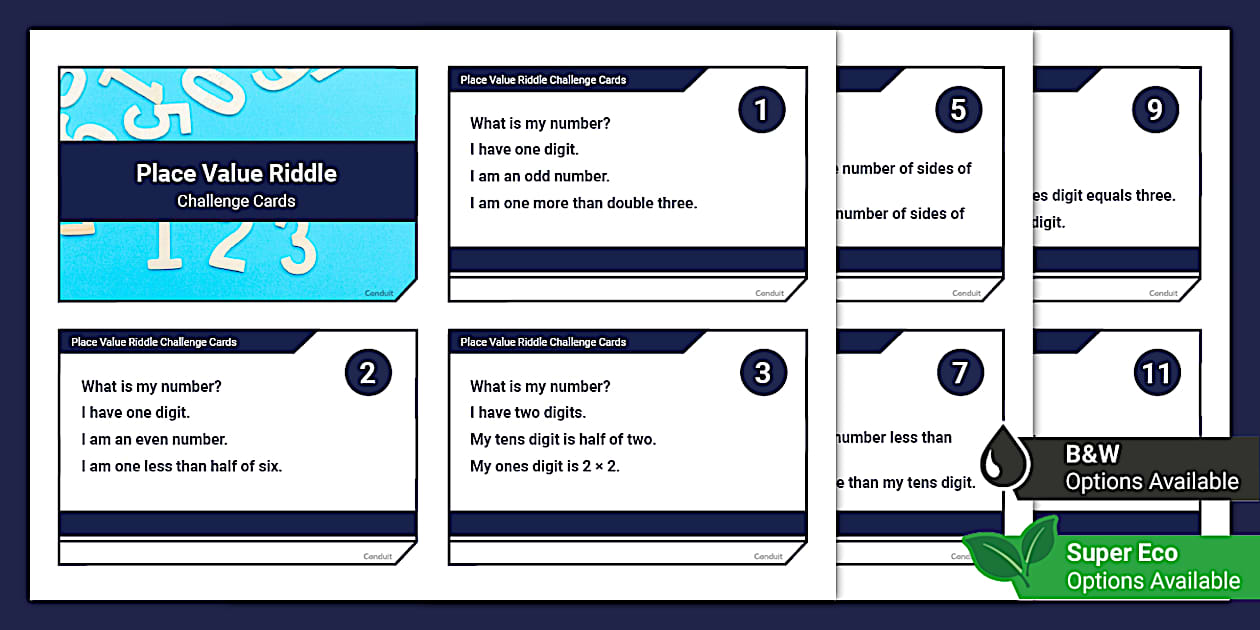 Reinforcing Place Value: What Number Am I? Riddle Cards