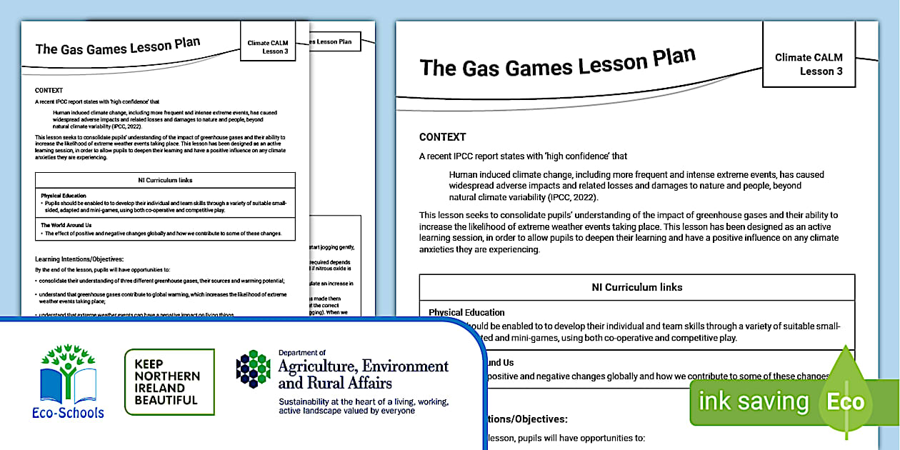 FREE! - Climate CALM Lesson 3, The Gas Games Lesson Plan
