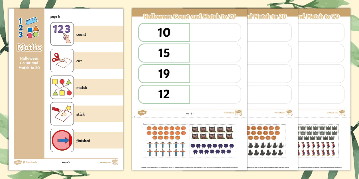 👉 SEND Structured Steps Halloween Count and Match Within 20