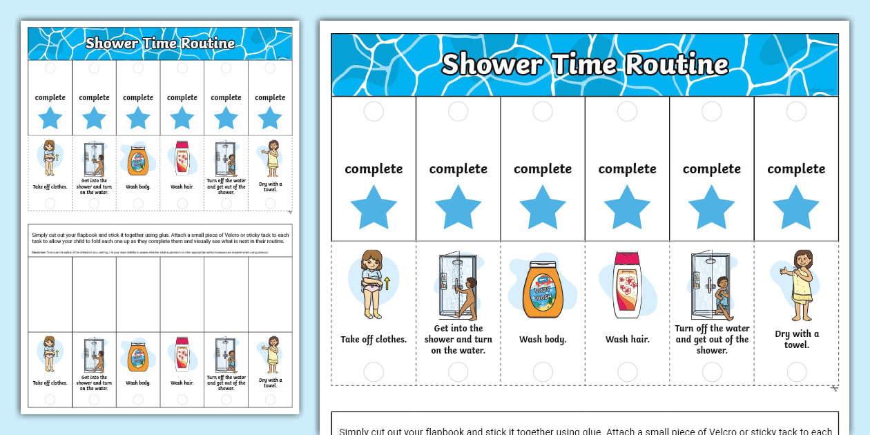 Showering Visual Routine Flapbook (teacher made) - Twinkl