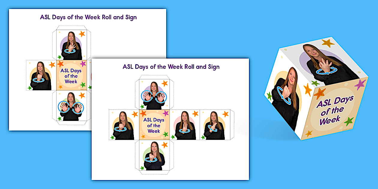ASL Days of the Week Roll and Sign Worksheet (Teacher-Made)