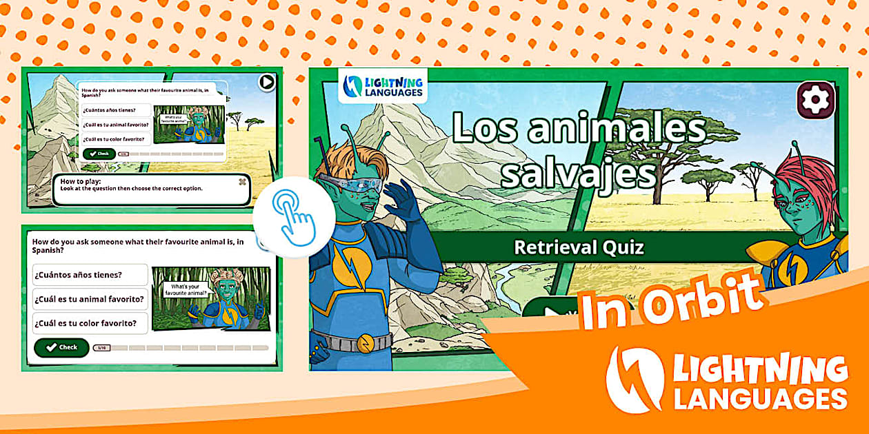 👉 Lightning Languages Spanish Wild Animals Interactive Retrieval Quiz