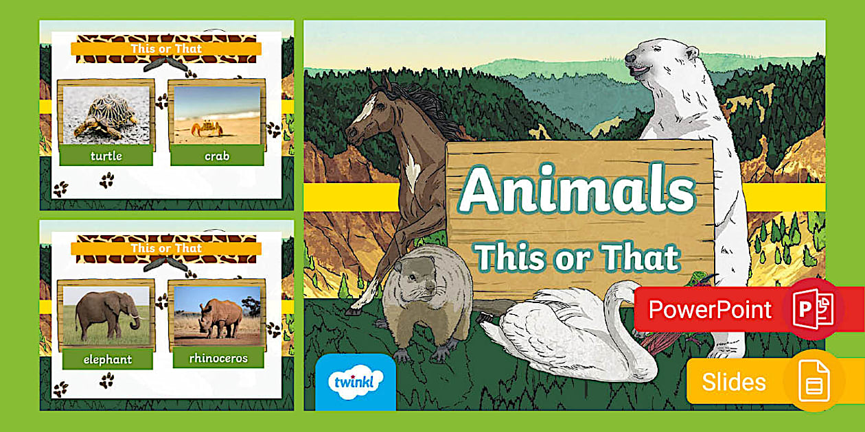 Animals This or That PowerPoint & Google Slides Game for 6th-8th Grade