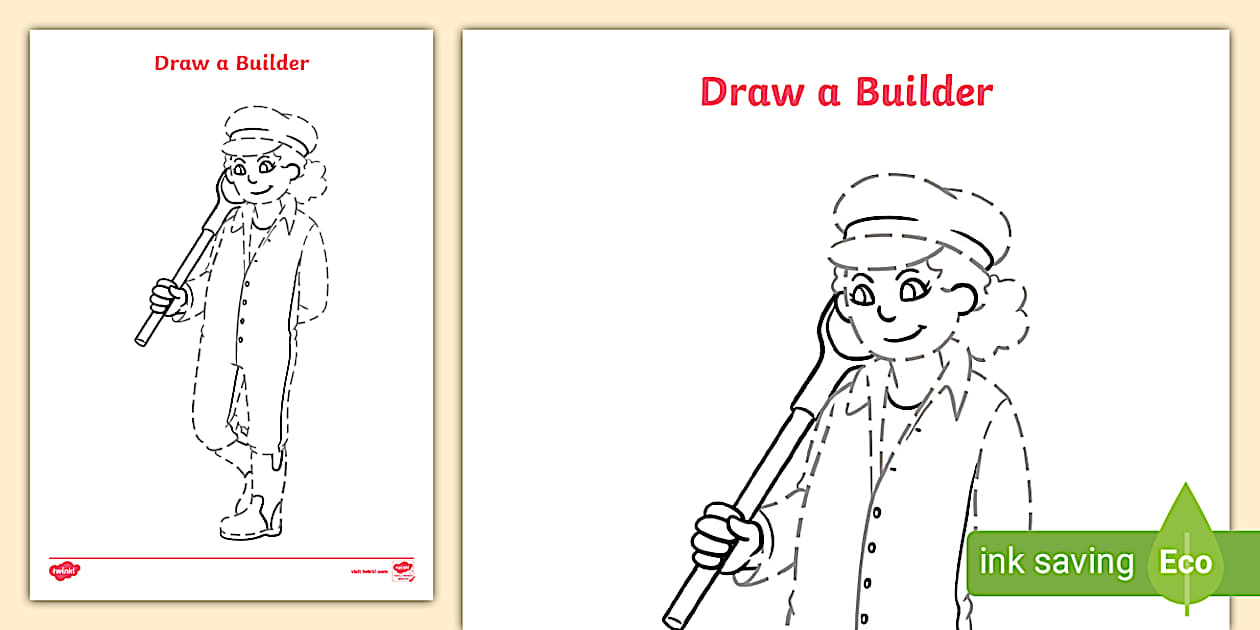 Draw a Builder Pencil Control Activity | Twinkl - Twinkl