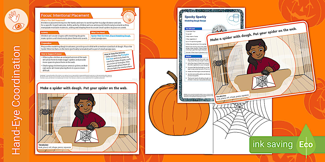 Fine Motor Hand-Eye Continuous Provision Halloween Spiders