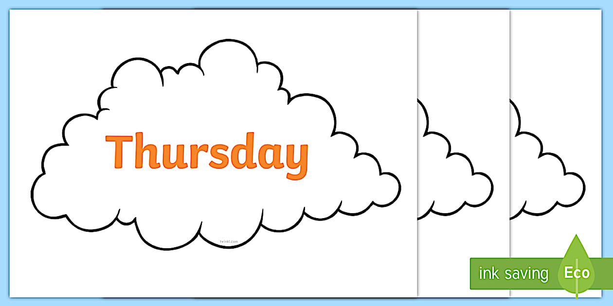 Days of the Week on Weather Symbols (Cloud) (teacher made)