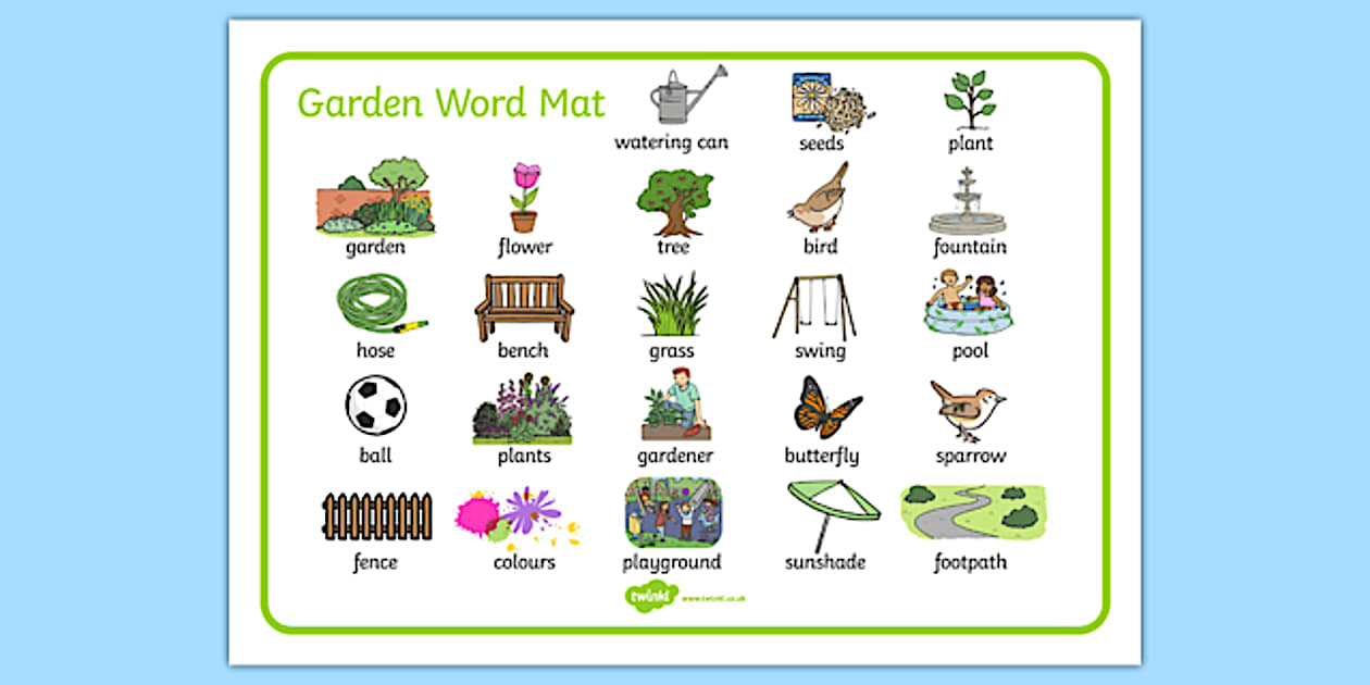 Editable Garden Word Mat (teacher made) - Twinkl