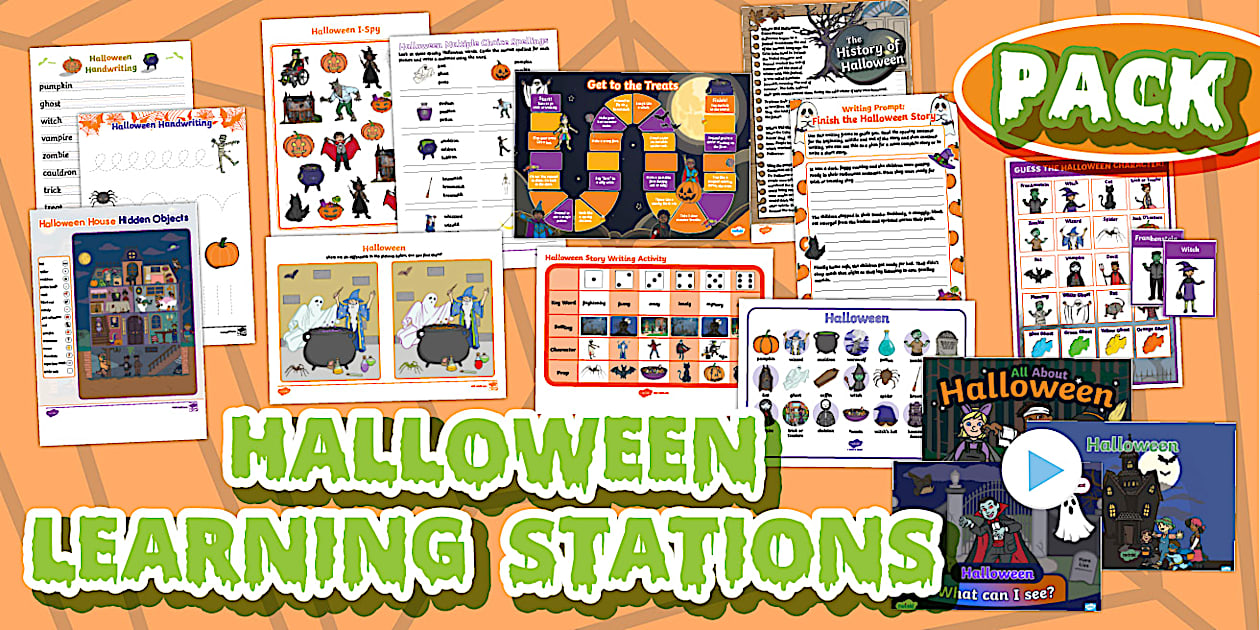Pack: Estaciones de aprendizaje - Halloween en Inglés