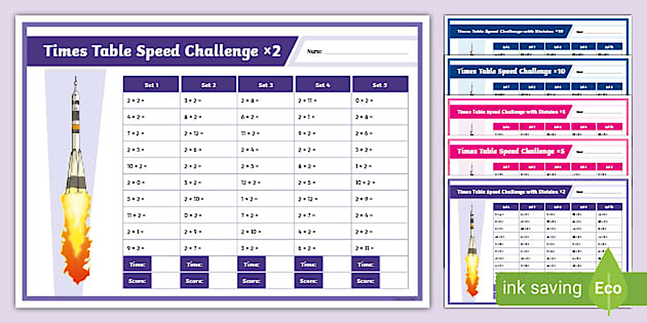 👉 Times Table Speed Challenge Cards Pack with Division
