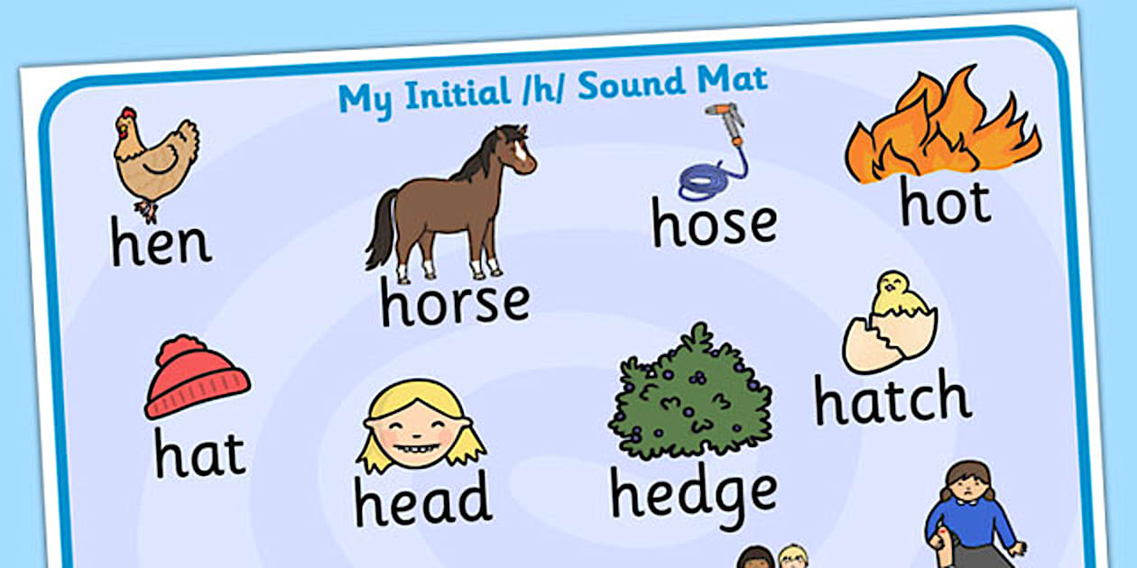 Black and White Initial h Sound Mat (teacher made) - Twinkl