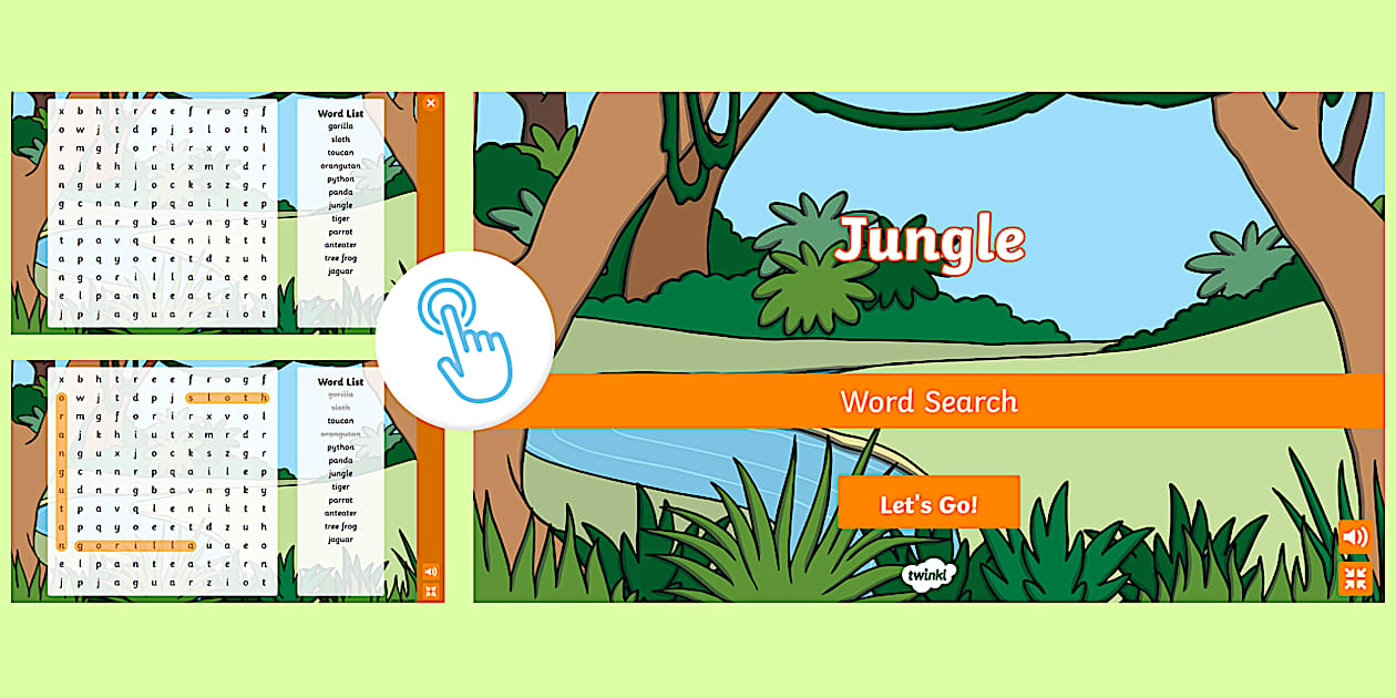 Interactive Jungle Word Search | Twinkl Go! (Teacher-Made)