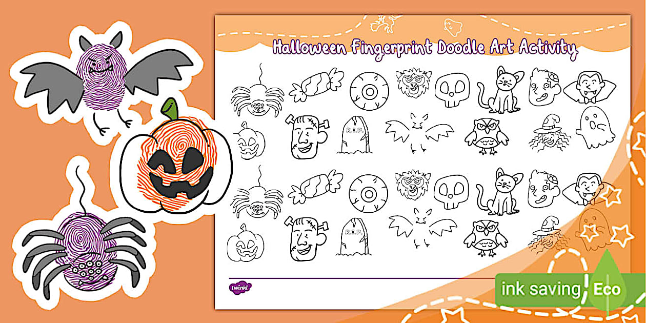 Halloween Fingerprint Doodle Art Activity (teacher made)