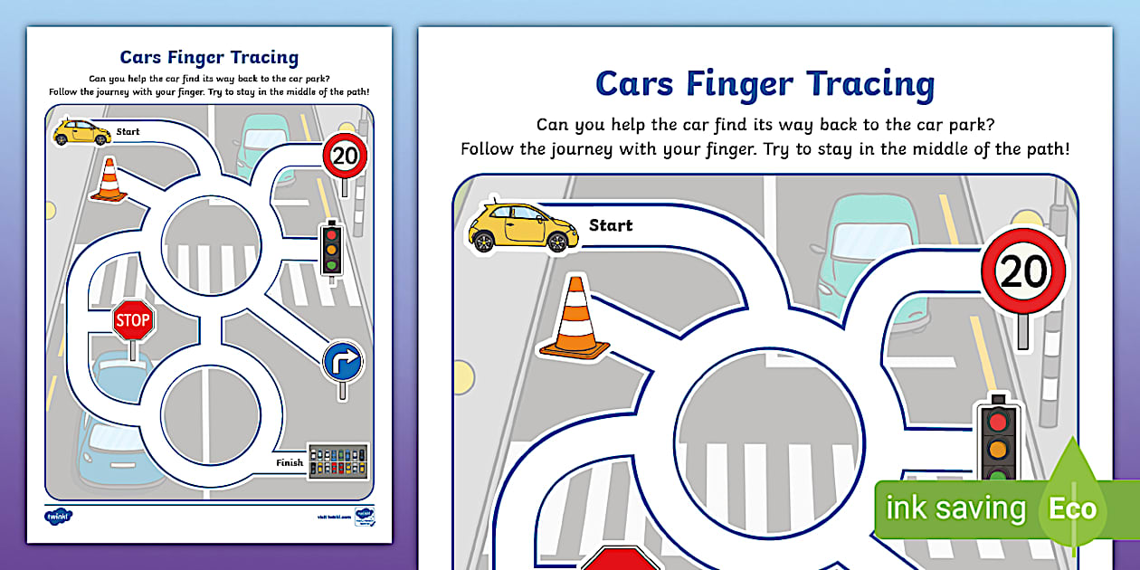 Cars Finger Tracing Activity