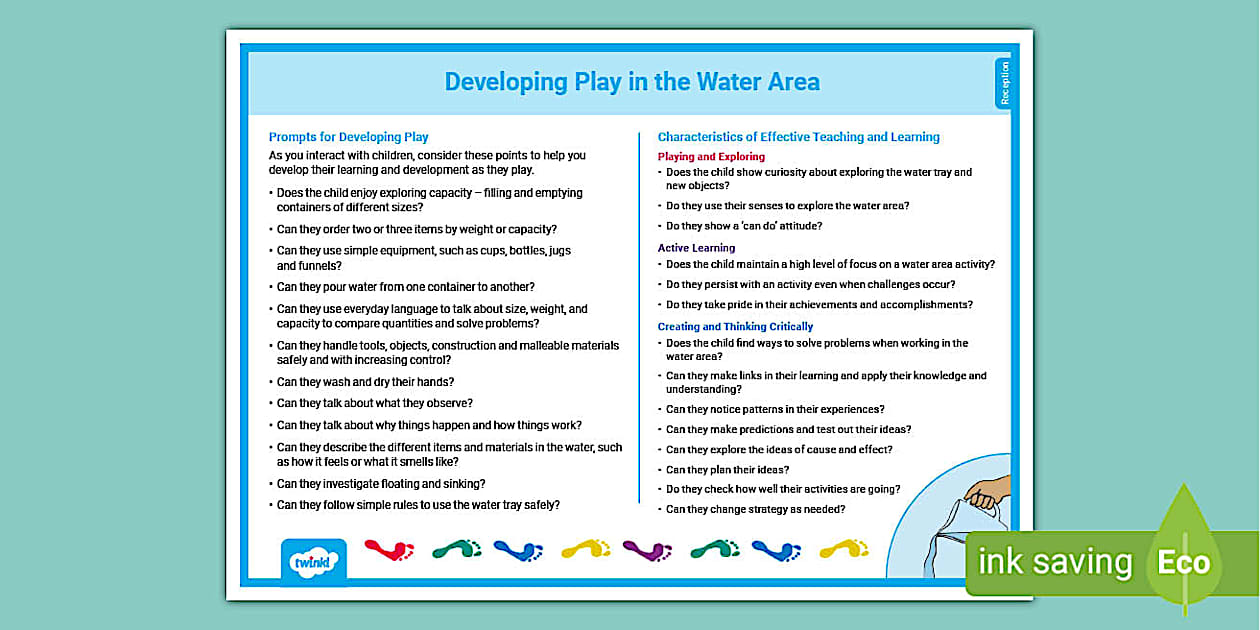 EYFS Water Area Reception Next Steps Poster (teacher made)