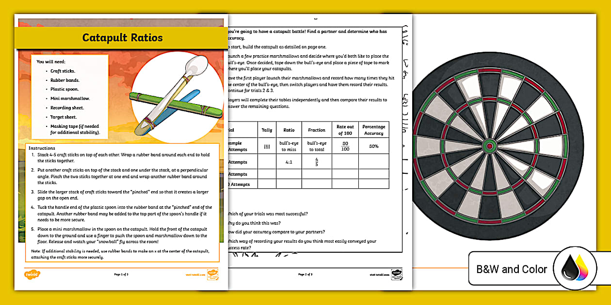 Sixth Grade Catapult Ratio & Proportions Math Worksheet