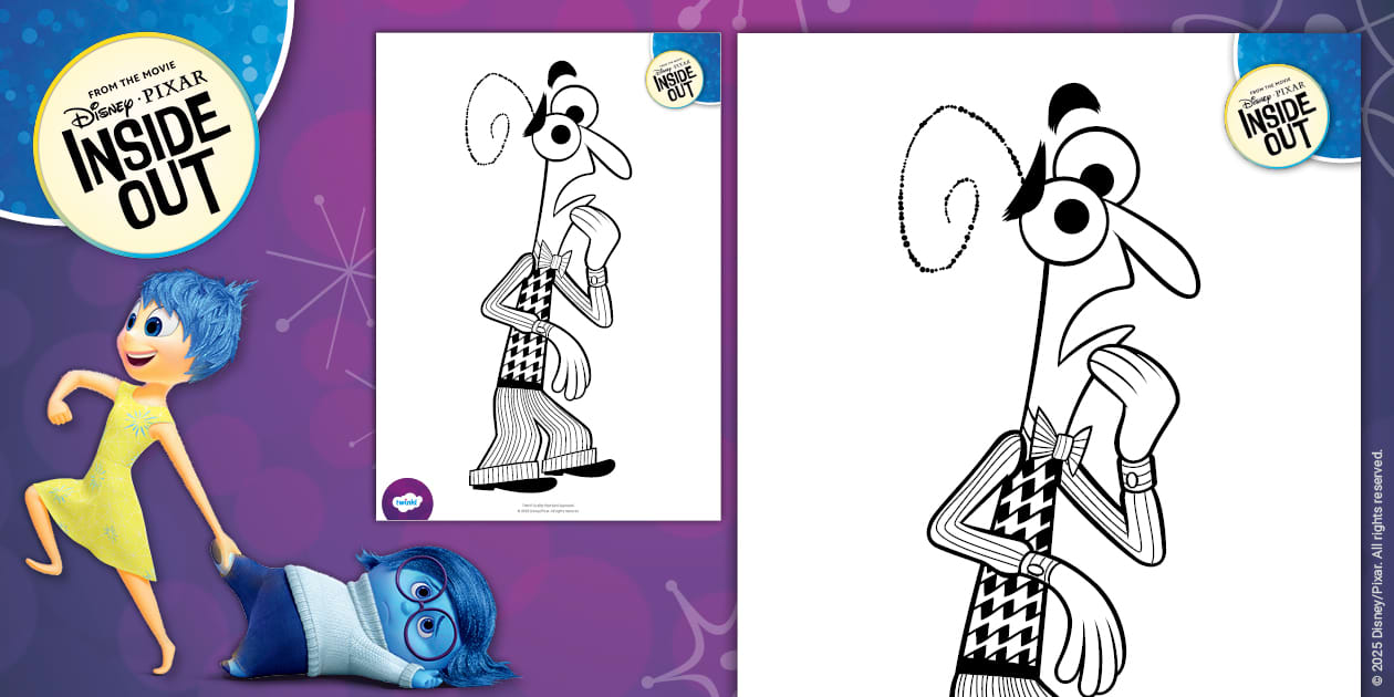 Inside Out: Fear Colouring Page (teacher made) - Twinkl