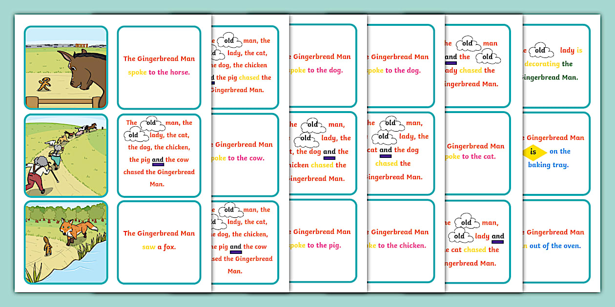 The Gingerbread Man Picture Description Cards. - Twinkl