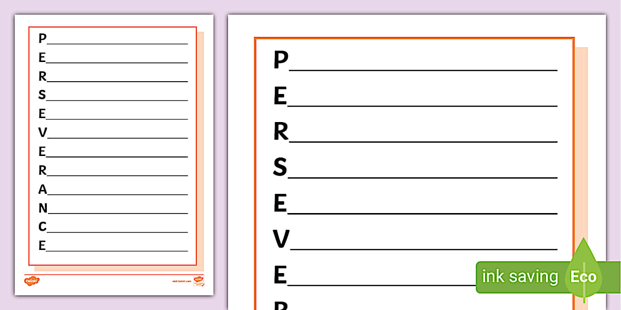 Perseverance Acrostic Poem,perseverance poem (teacher made)