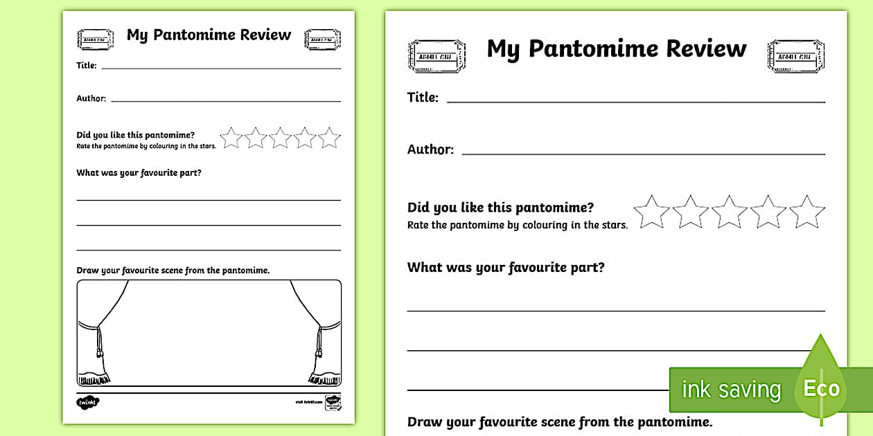 Editable KS1 Pantomime Review (teacher made) - Twinkl