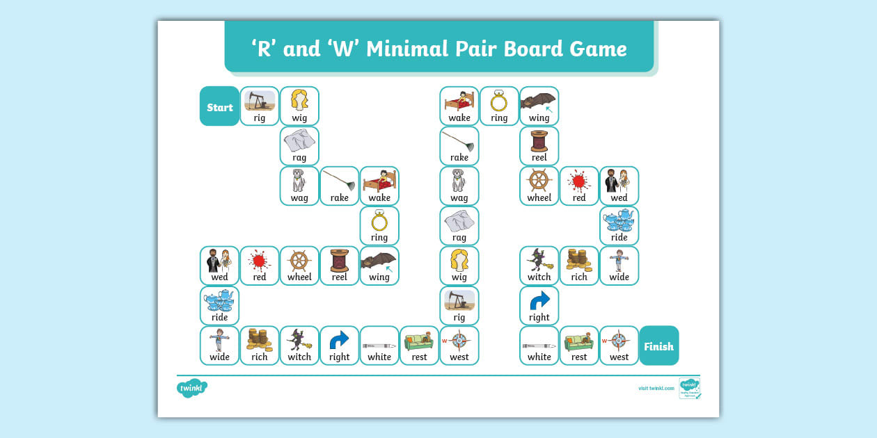'r' and 'w' Minimal Pair Board Game (teacher made) - Twinkl