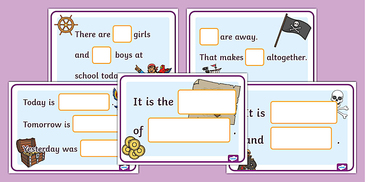 Pirate Themed Days of the Week Classroom Display Calendar