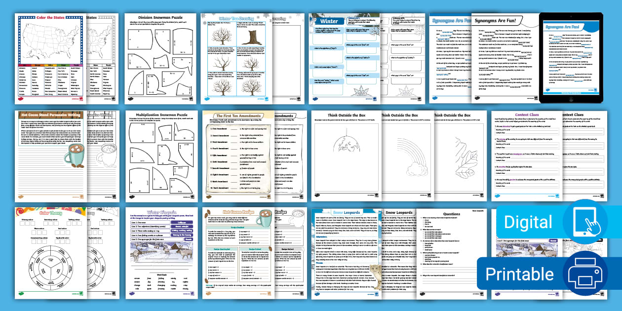 Third Grade Winter Sub Pack (teacher made) - Twinkl