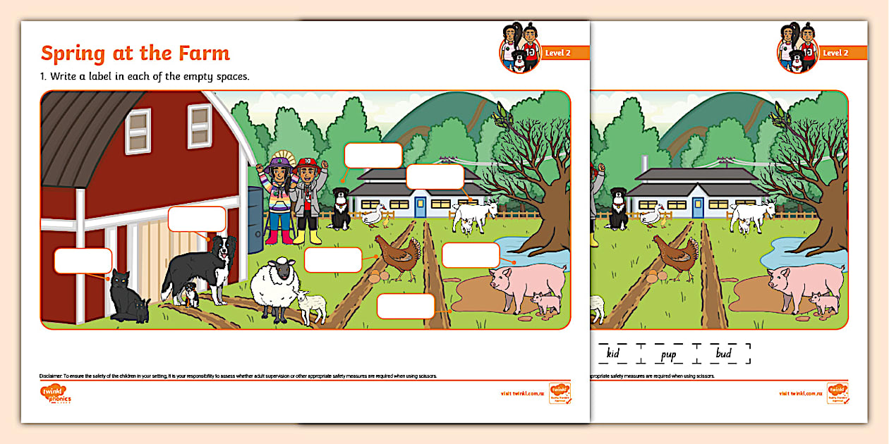 Phonics Level 2 Spring at the Farm Picture Worksheet