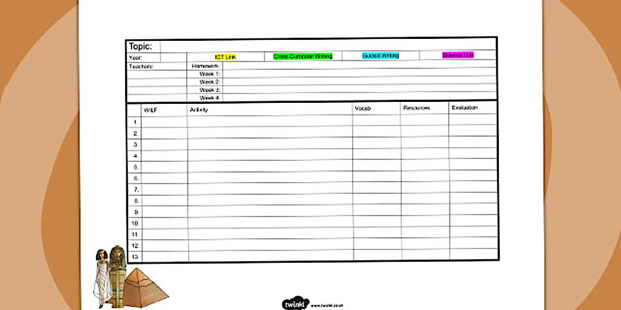 Ancient Egypt Mid Term Planning Template (teacher made)