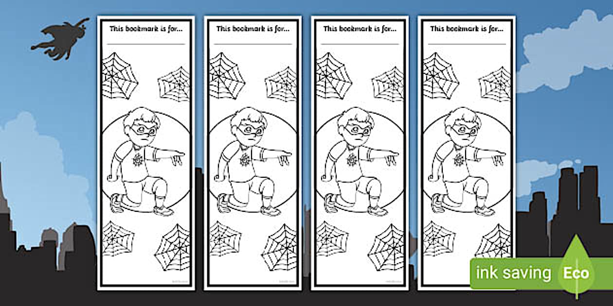 Spider Superhero Bookmark (teacher made) - Twinkl