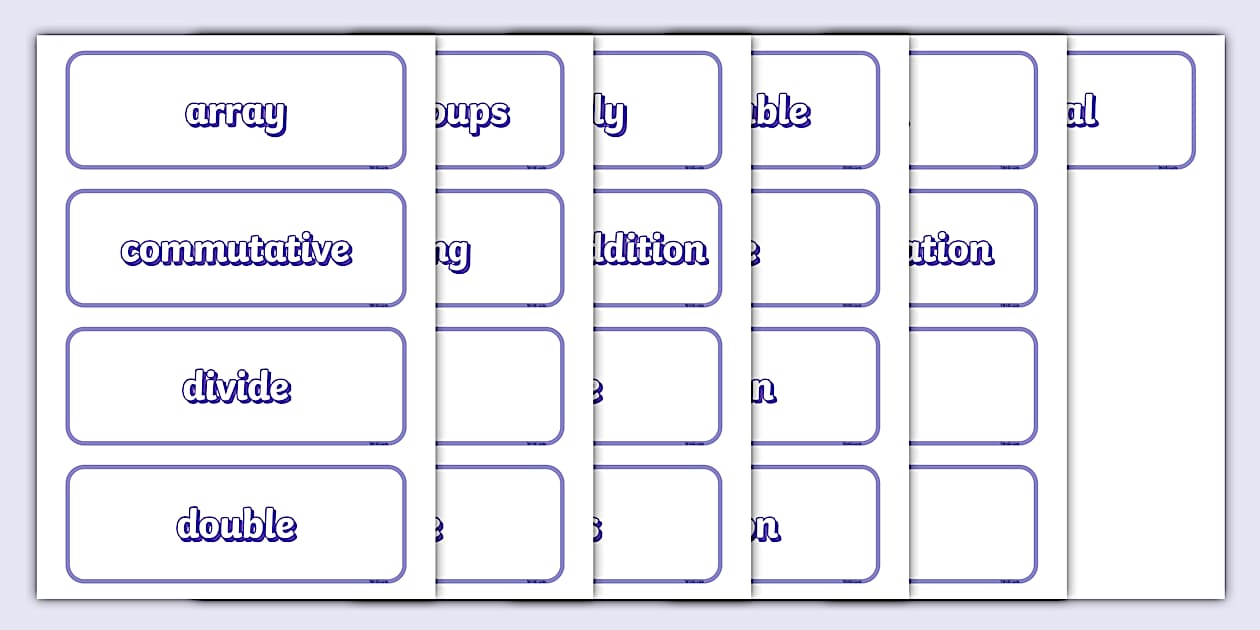 👉 Year 2 Multiplication and Division Vocabulary Cards