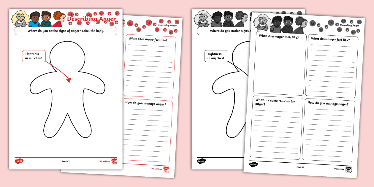 Describing Anger Activity Sheet - PSHE Emotions