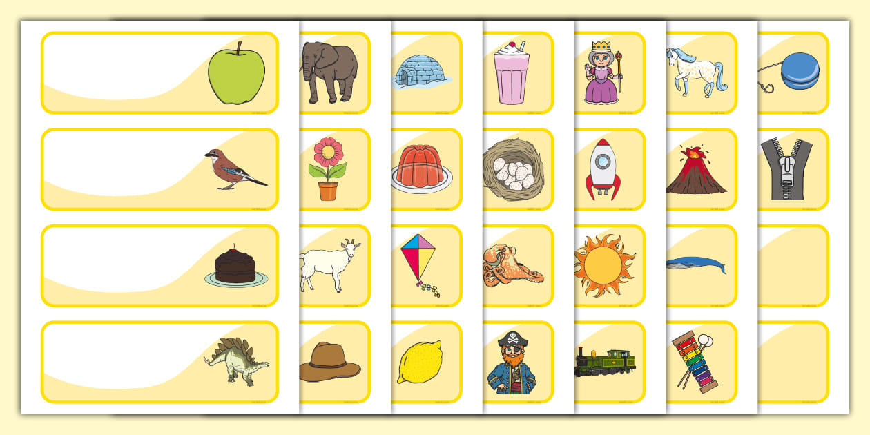 Editable Drawer - Peg - Name Labels (Set 2) - Yellow