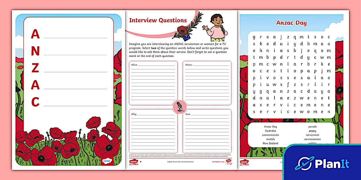 Foundation Writing: Anzac Day Home Learning Tasks - Twinkl