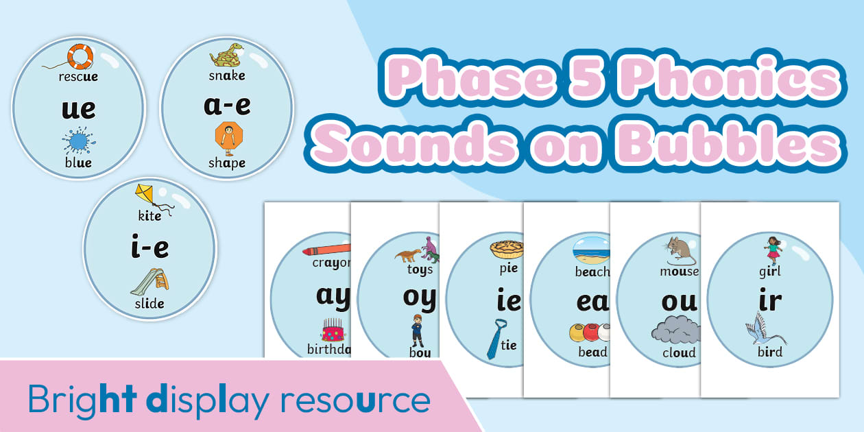 Phase 5 Phonics Sounds on Bubbles Display