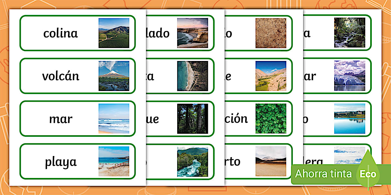 Tarjetas de Vocabulario Geografía Física (imágenes reales)