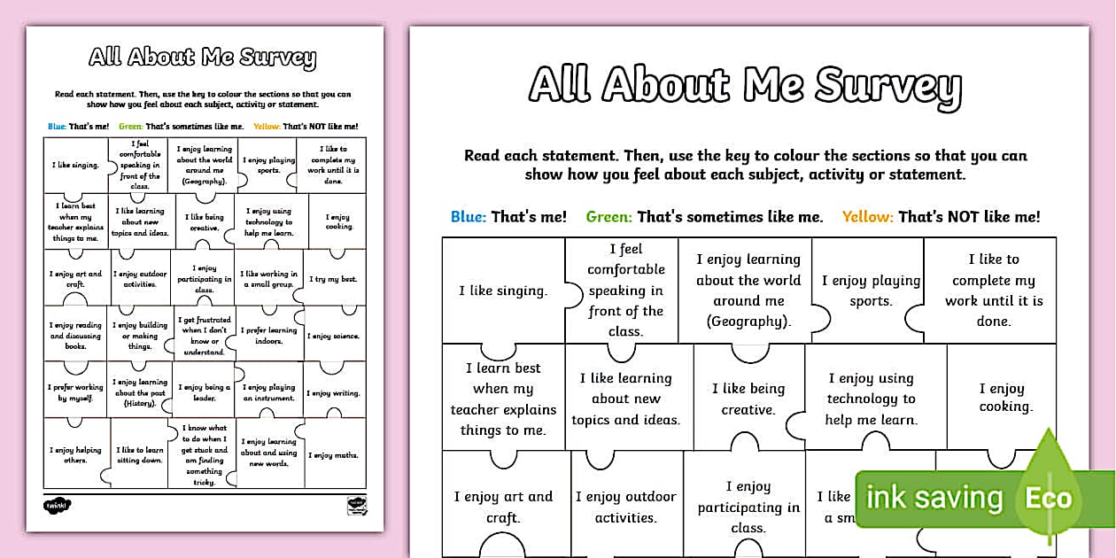 All About Me Survey (صُمم من قبل مُختصّين)