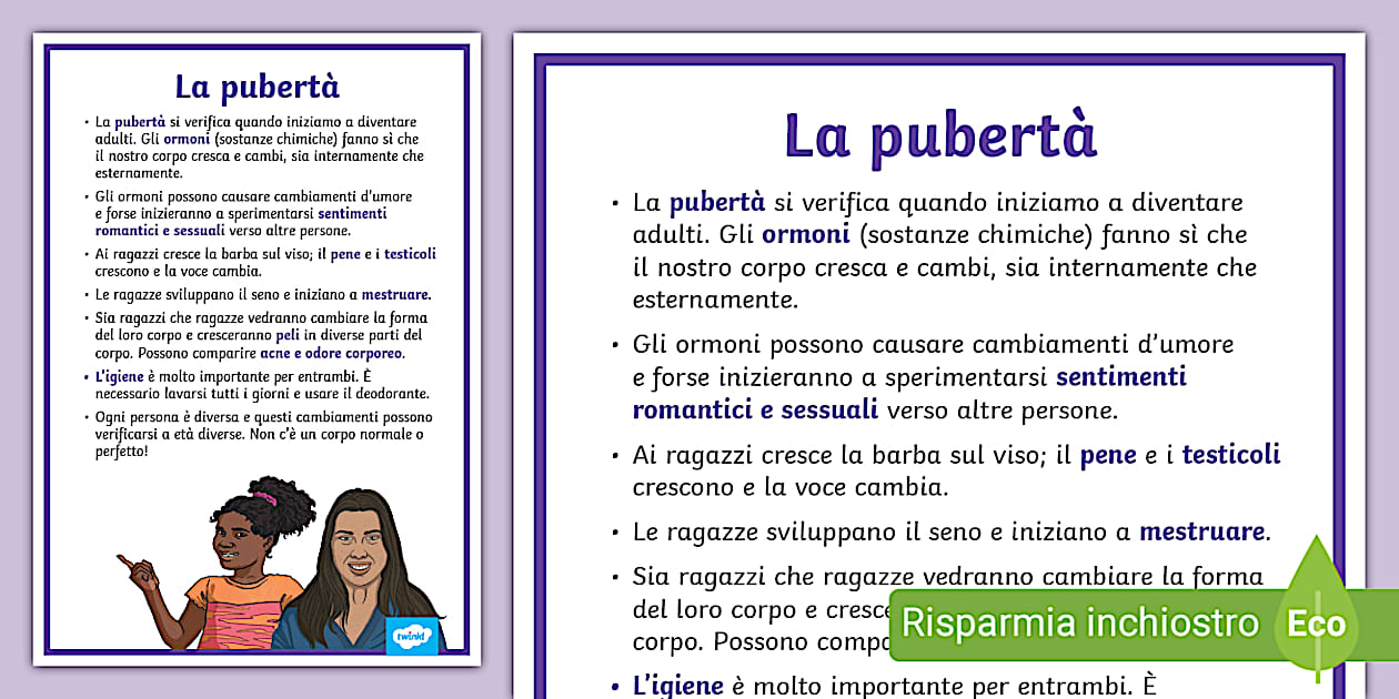 Poster La pubertà (teacher made) - Twinkl