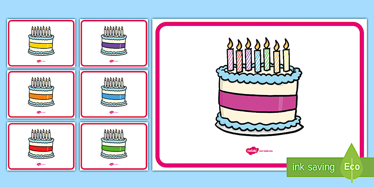 👉 Editable Birthday Cakes (7 Candles) - Twinkl
