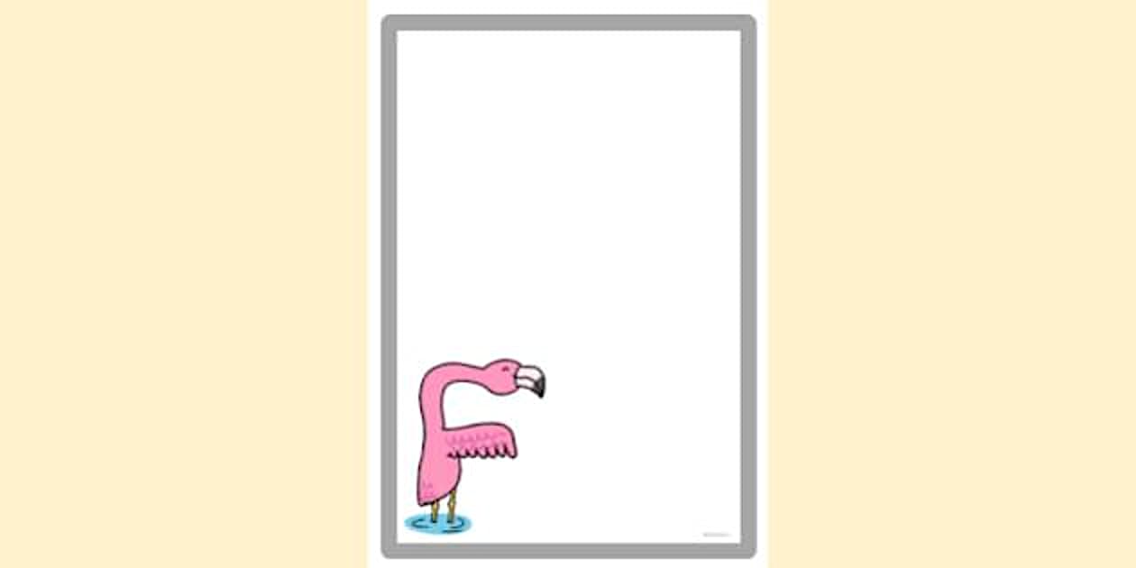 Simple Blank Flamingo Border | Page Borders | Twinkl