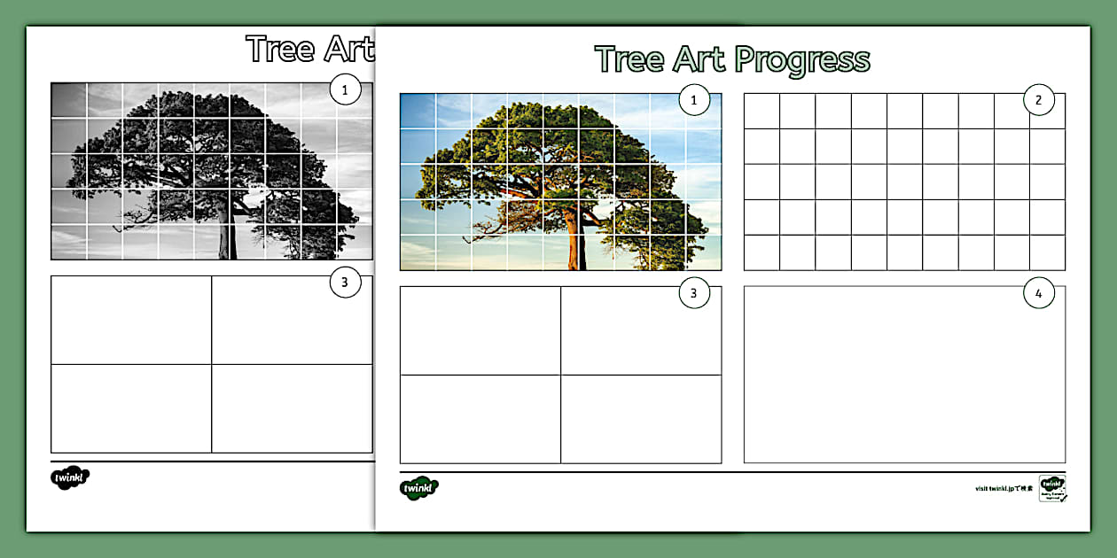 Tree Art Progress Template (teacher made) - Twinkl