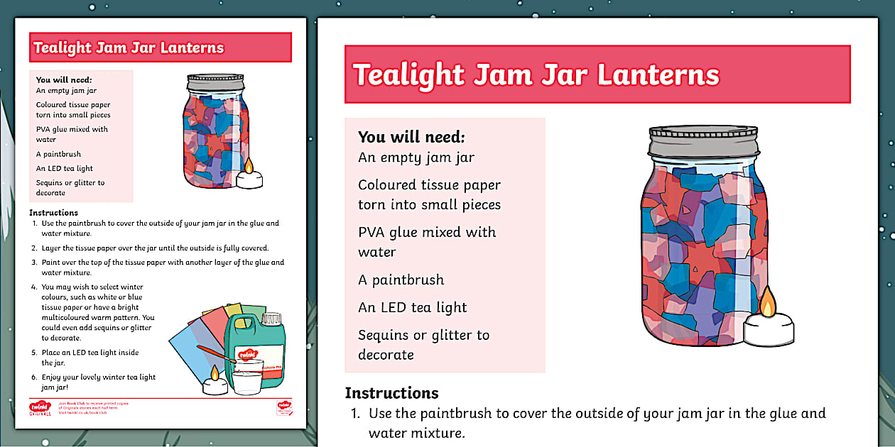 Ten Little Lights Tea Light Jam Jar Lantern Craft Instructions